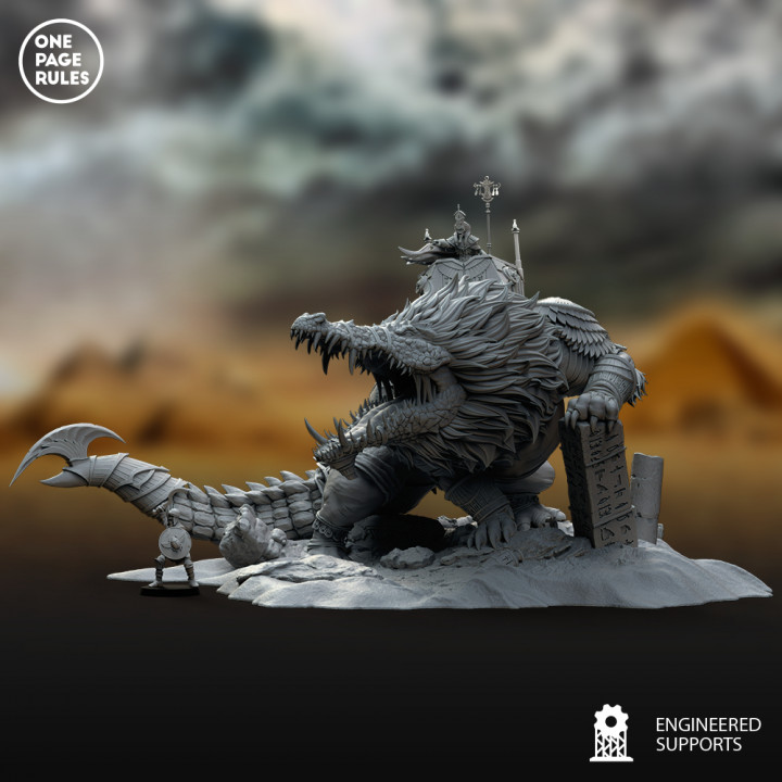 3D Printable Desert Titan (Ammut) - Mummified Undead by One Page Rules