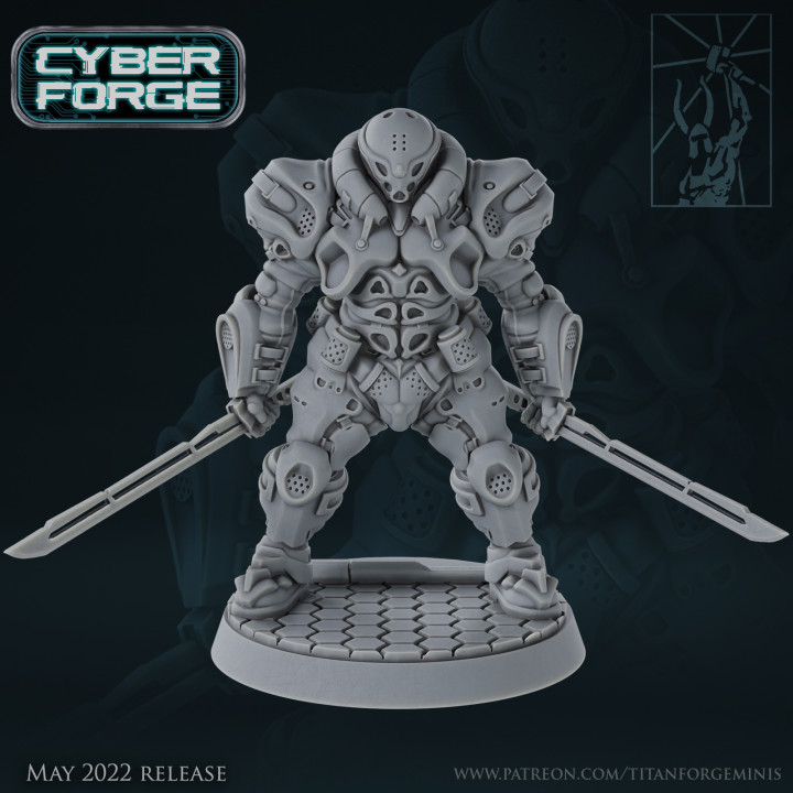 3D Printable Cyber Forge Red vs Blue Arbiter by Titan Forge Miniatures