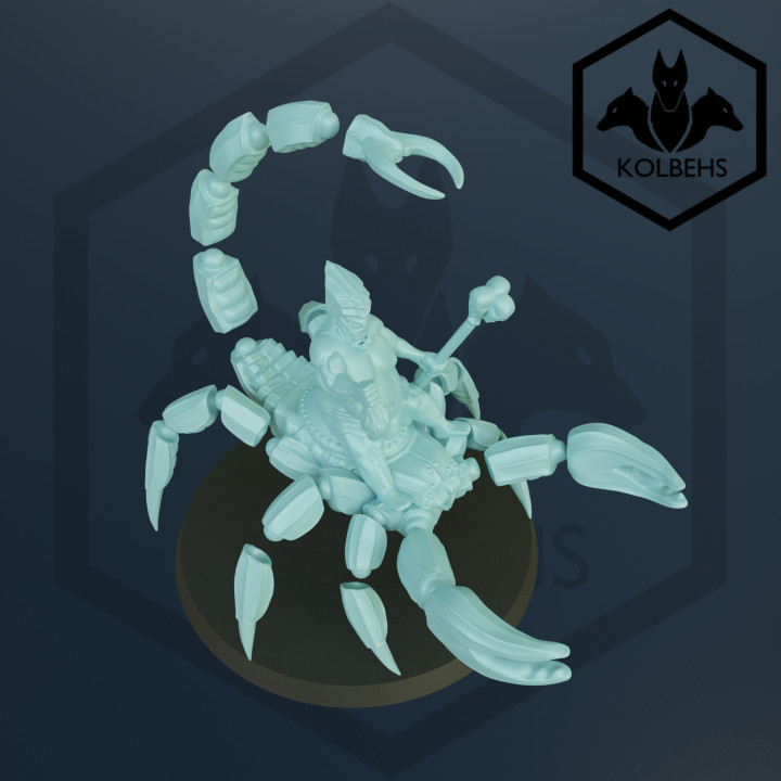 3D Printable Scorpion King with Giant Scorpion by Tidrewski Kolbehs