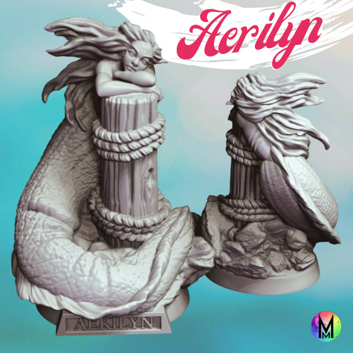 3D Printable Aerilyn the Mermaid by Moonlight Minis- Christine Van Patten