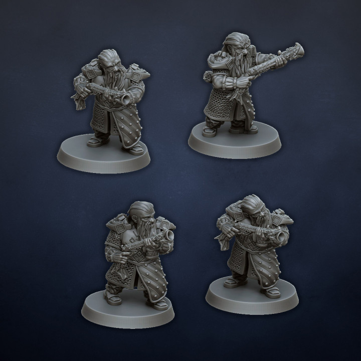 3D Printable Dwarf Clan Marksmen by Dragon's Lake Miniaturas