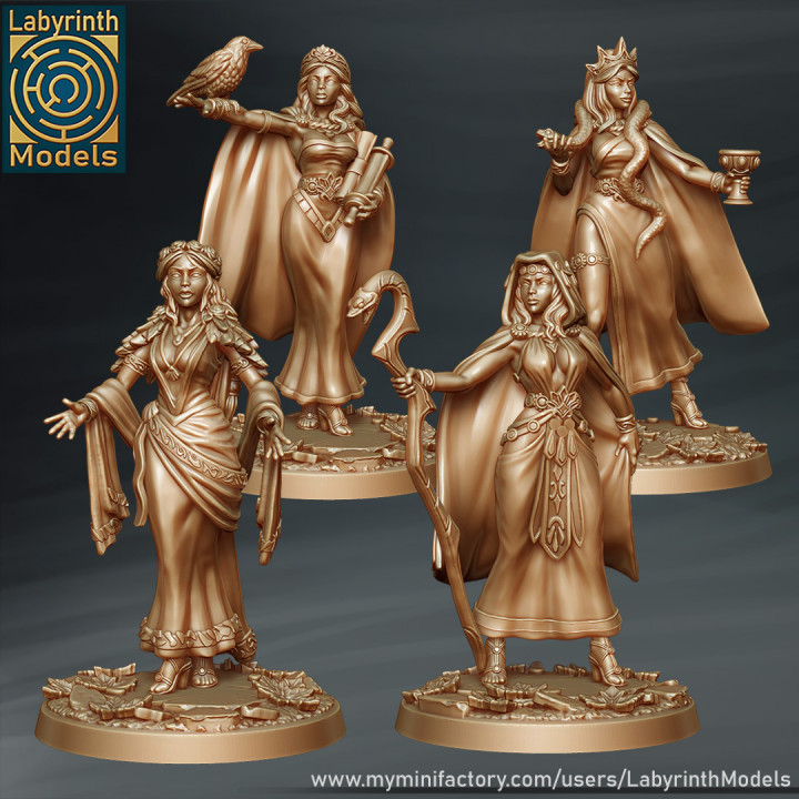 3D Printable Amazon Priestesses - 32mm scale by Labyrinth Models