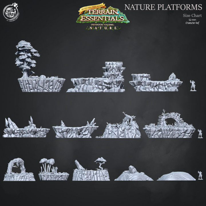 3D Printable Nature Platforms (Pre-Supported) - Terrain by Cast n Play