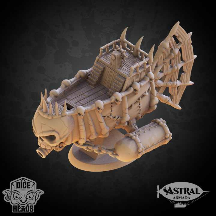 3D Printable Necromancer Skiff Astral Ship (Large Version) by Dice Heads