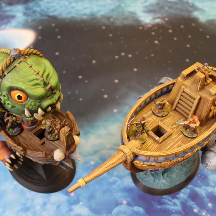 3D Printable Goblin Attack Skiff Astral Ship (Large Version) by Dice Heads