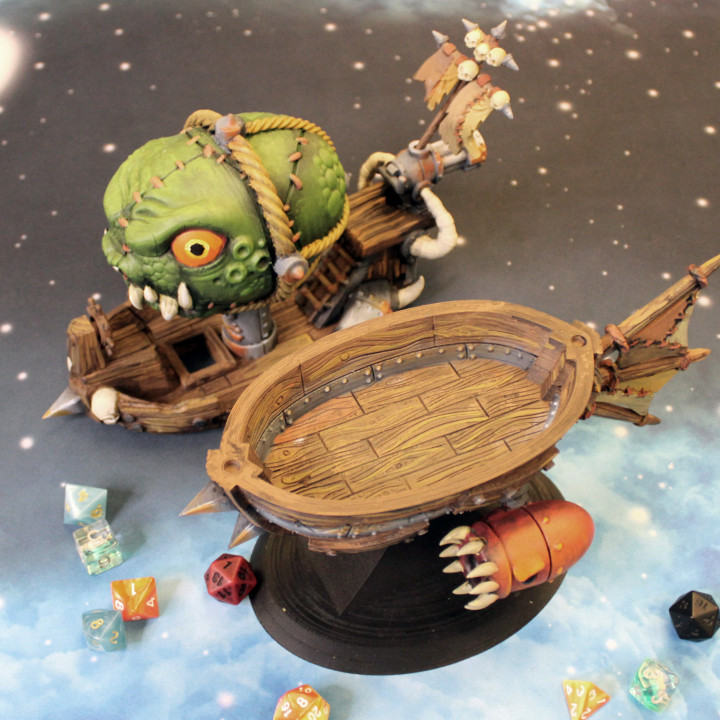 3D Printable Goblin Attack Skiff Astral Ship (Large Version) by Dice Heads