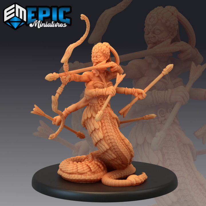 3D Printable Marilith Archer / Demonic Tactician / Six-Armed Hell ...