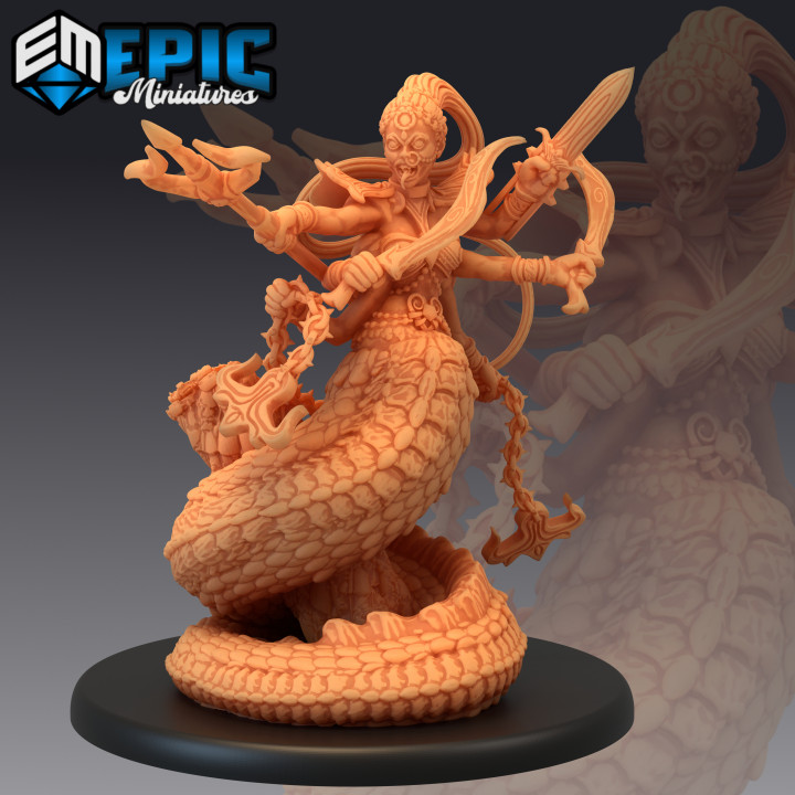 3D Printable Marilith Set / Demonic Tactician / Six-Armed Hell Warrior ...