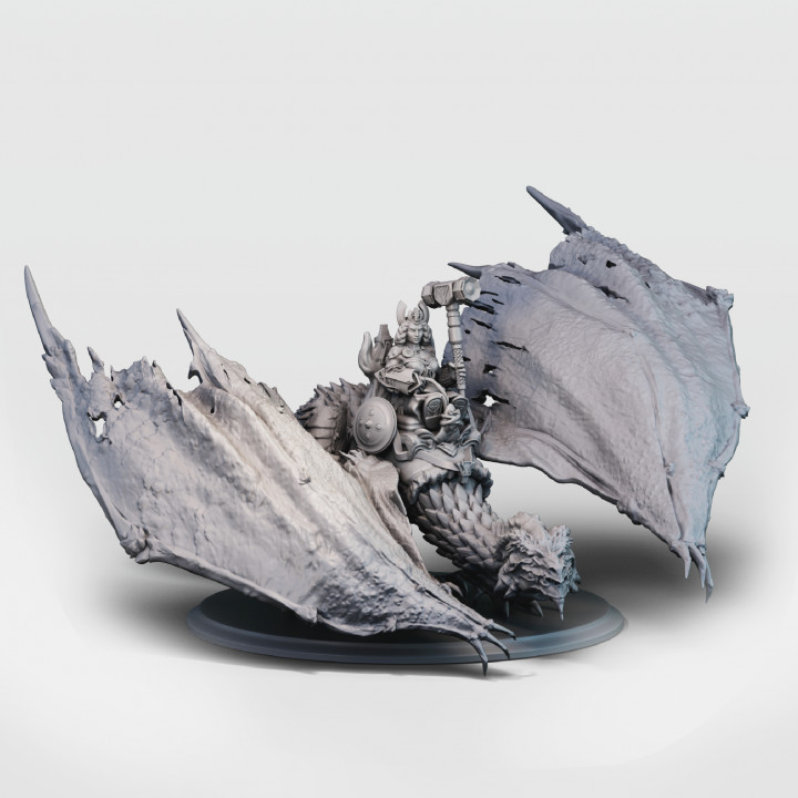 3D Printable Dwarf Queen Riding White Dragon by 2moronic miniatures