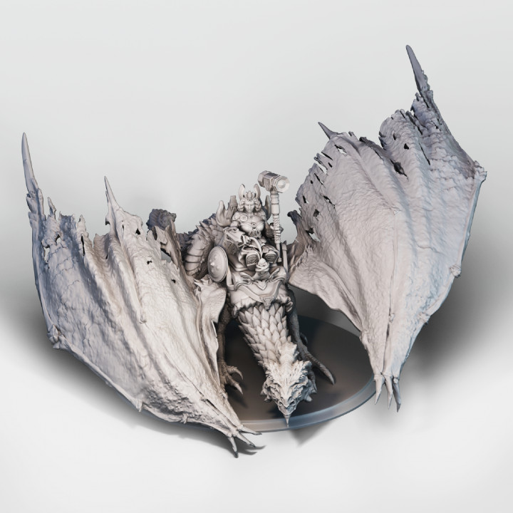 3D Printable Dwarf Queen Riding White Dragon by 2moronic miniatures
