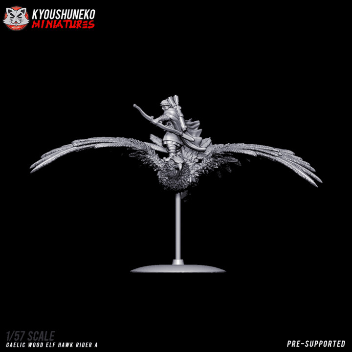 3D Printable Gaelic Wood Elf Hawk Rider A by Kyoushuneko Miniatures