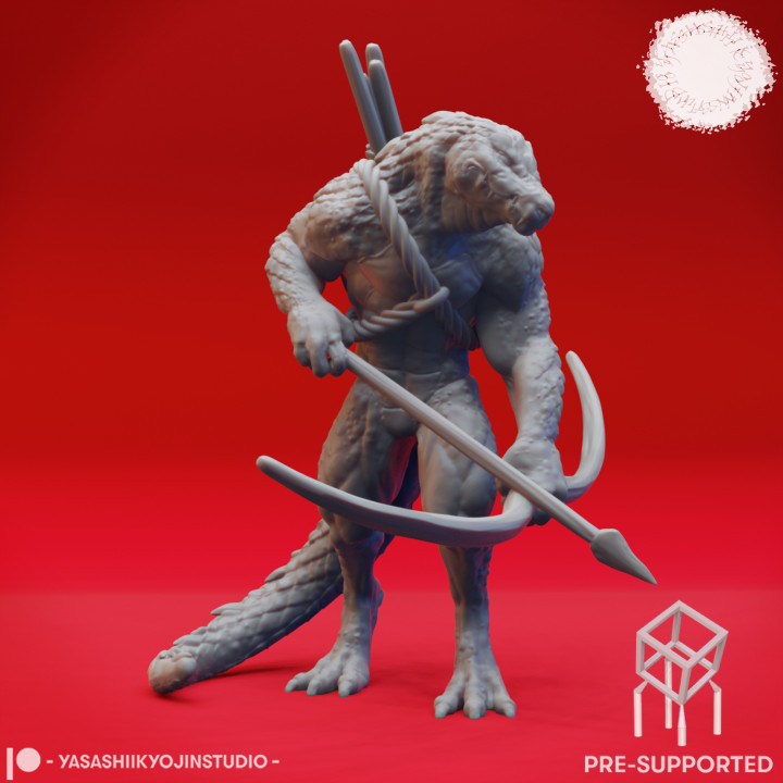 3D Printable Lizardfolk Archer - Book of Beasts - Tabletop Miniature ...