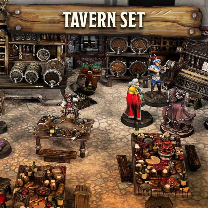 3D Printable Tavern Set (Pre-Supported) - Terrain by Cast n Play