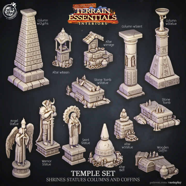 3D Printable Temple Set (Pre-Supported) - Terrain by Cast n Play