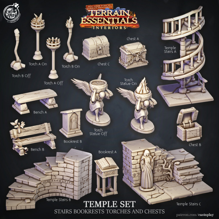 3D Printable Temple Set (Pre-Supported) - Terrain by Cast n Play