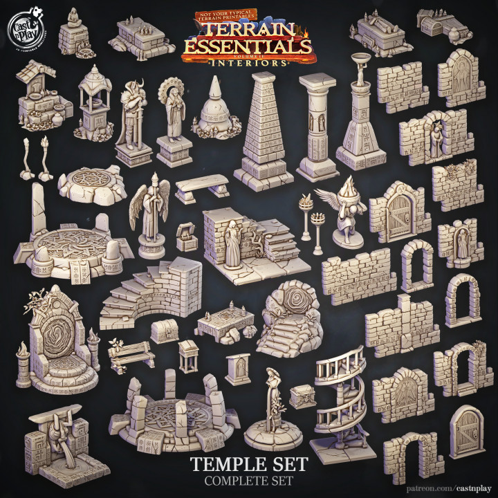 3D Printable Temple Set (Pre-Supported) - Terrain by Cast n Play