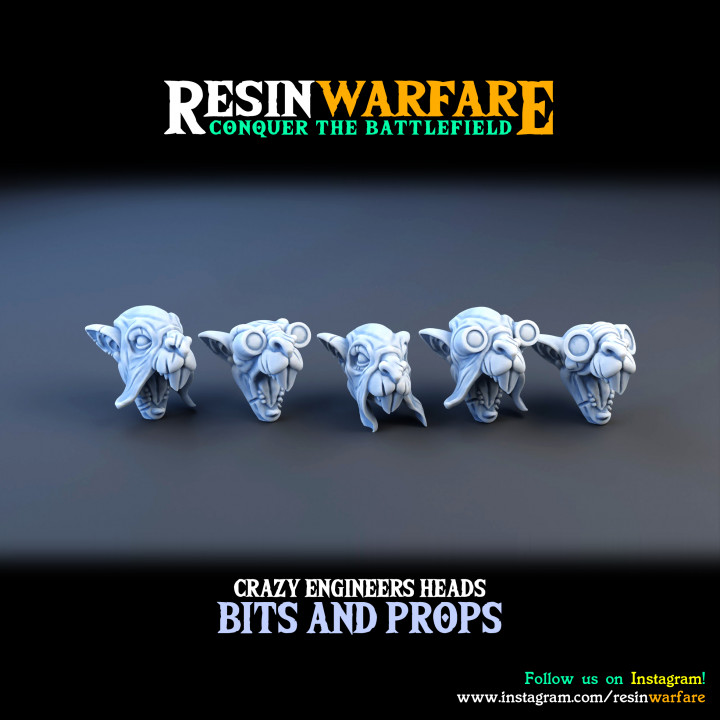 3D Printable Crazy Engineers Heads by ResinWarfare