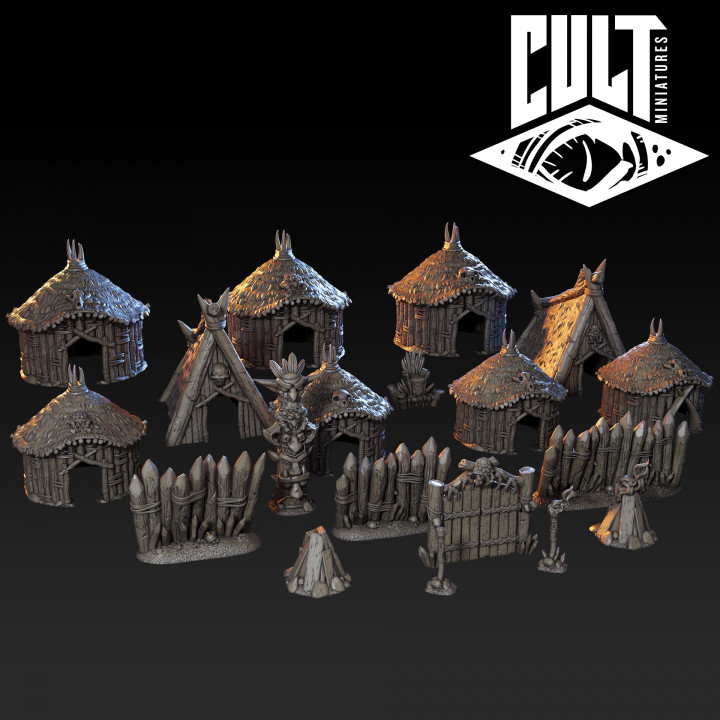 3D Printable Goblin Village by Cult Miniatures
