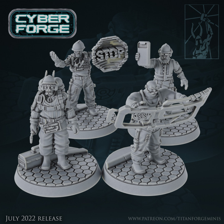 3D Printable Cyber Forge Anniversary Route 77 Civil Workers by Titan ...