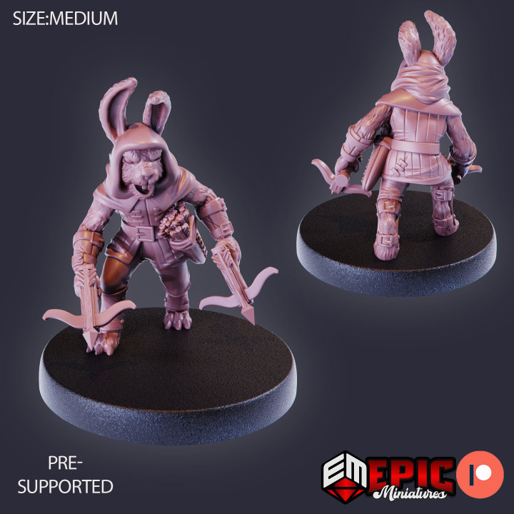 3D Printable Bunny Double Crossbow / Rabbit Warrior / Rodent Soldier ...