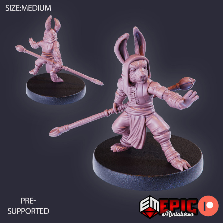 3D Printable Bunny Monk / Rabbit Warrior / Rodent Fighter/ Hare Army by ...