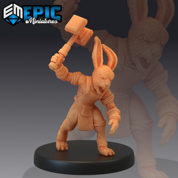 3D Printable Bunny Hammer / Rabbit Warrior / Rodent Soldier / Hare Army ...
