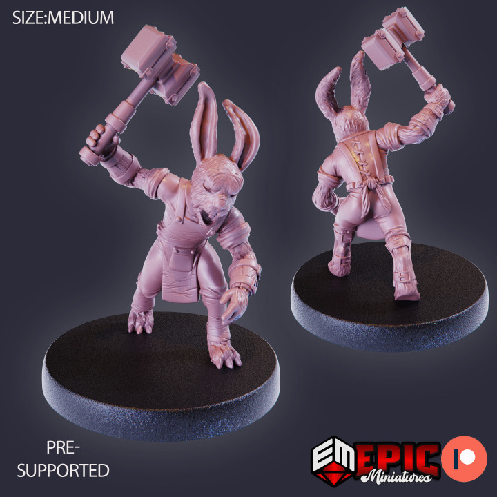 3D Printable Bunny Folk Set / Rabbit Warrior / Rodent Soldier / Hare ...