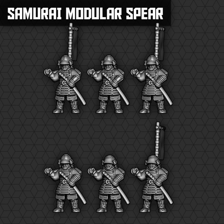 3D Printable Samurai Modular Spear Units by Smol Miniatures