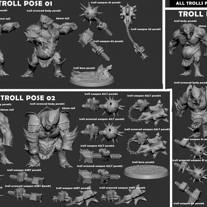 3D Printable Troll (pose 1 of 3) (armor and no armor/ 3 weapons) by ...