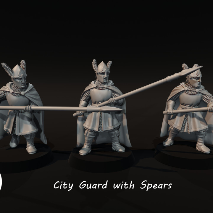 3D Printable City Guard With Spears by Medbury Miniatures