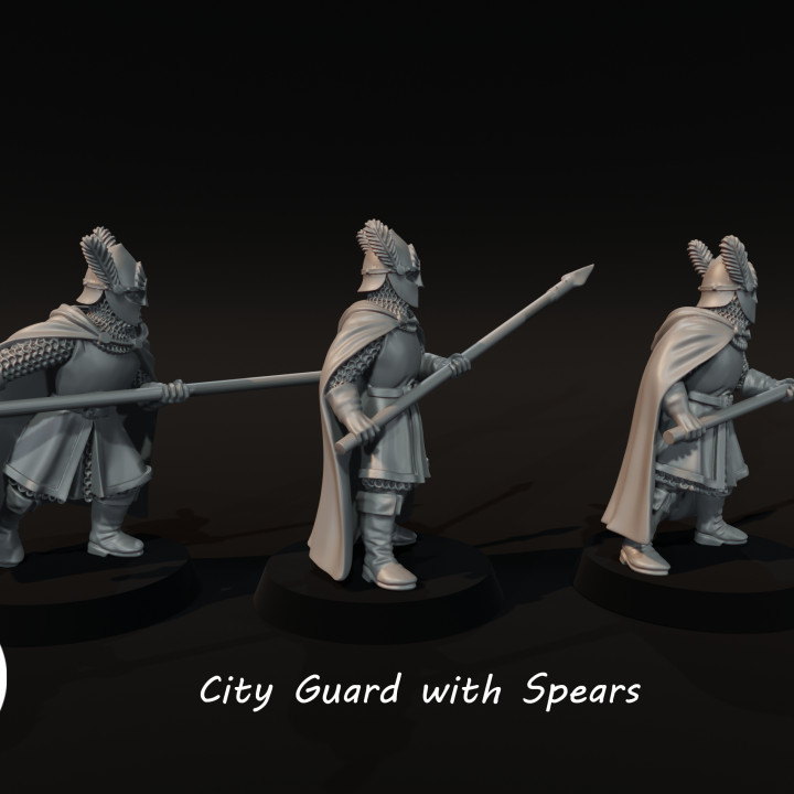 3D Printable City Guard With Spears by Medbury Miniatures