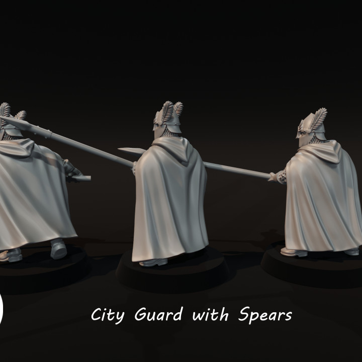 3D Printable City Guard With Spears by Medbury Miniatures