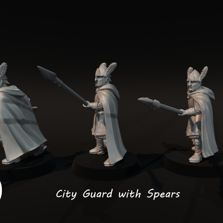 3D Printable City Guard With Spears by Medbury Miniatures
