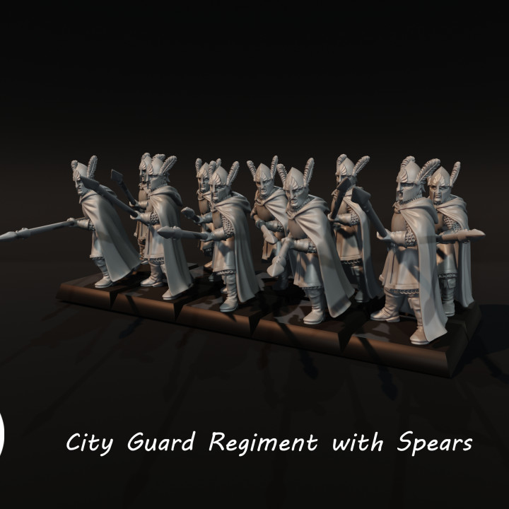 3D Printable City Guard With Spears by Medbury Miniatures