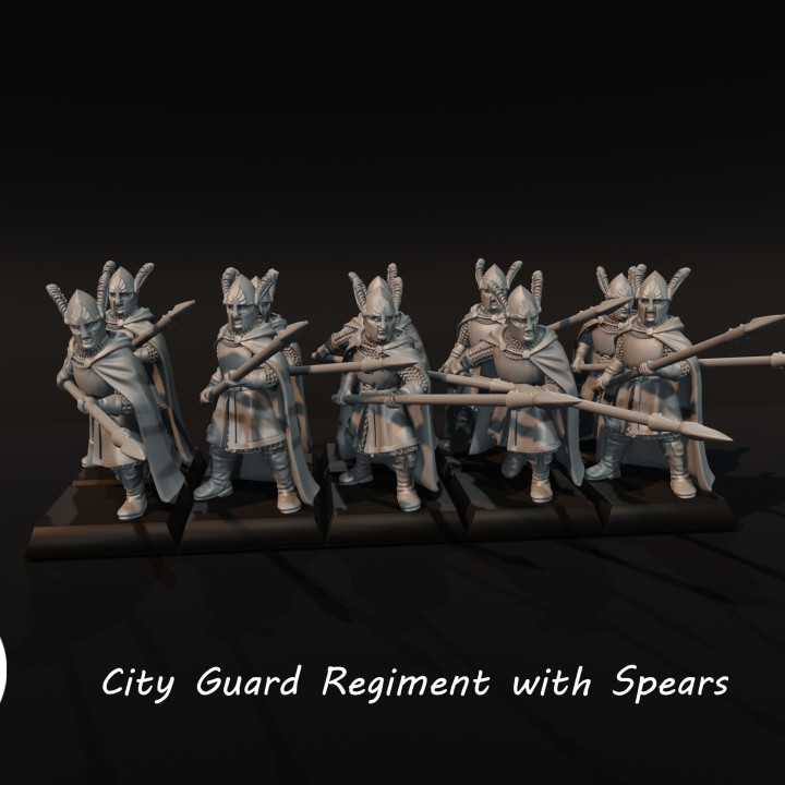 3D Printable City Guard With Spears by Medbury Miniatures