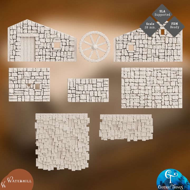 3D Printable Watermill by Gothic Things