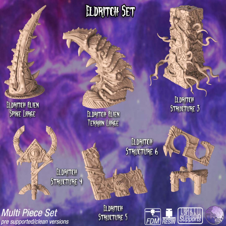 3D Printable Eldritch Scatter Terrain Set by Sync Ratio Systems