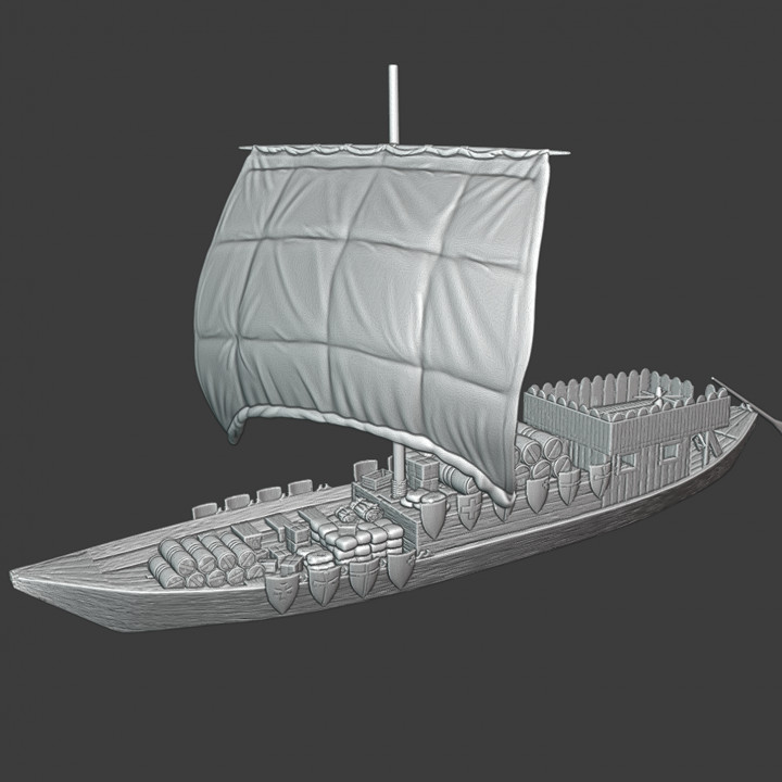 3D Printable Medieval Teutonic Rivership - with cargo by Northern ...
