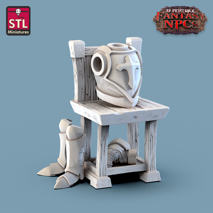 3D Printable Fantasy NPCs - Armour Merchant Set by STL Miniatures