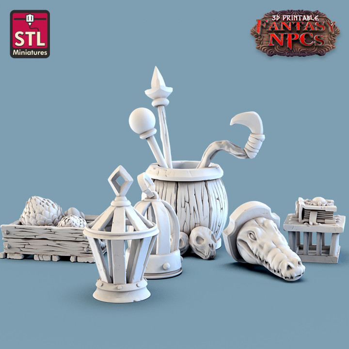 3D Printable Fantasy NPCs - Magic Item Vendor Set by STL Miniatures