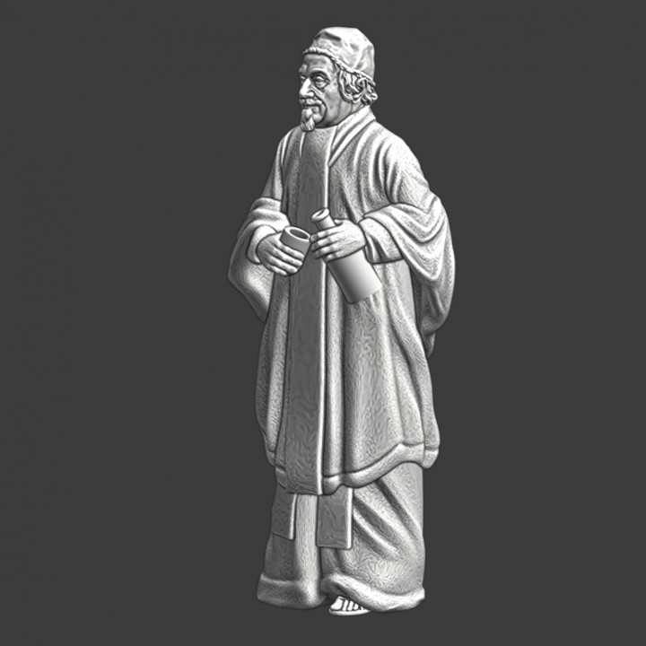 3D Printable Medieval Clerk drinking wine by Northern Crusades Miniatures