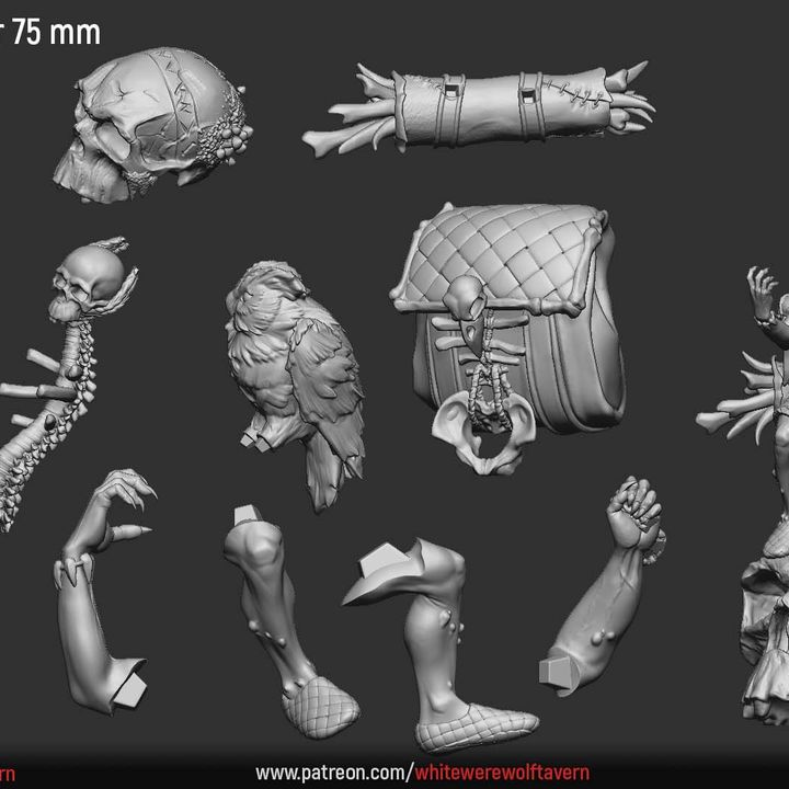 3D Printable Ruth braineater night hag 75 mm and 32 mm pre-supported ...