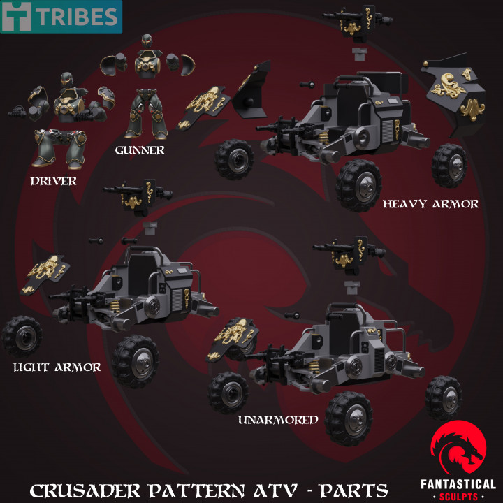 3D Printable Crusader Pattern ATVs by Dungeons and Dreadnoughts