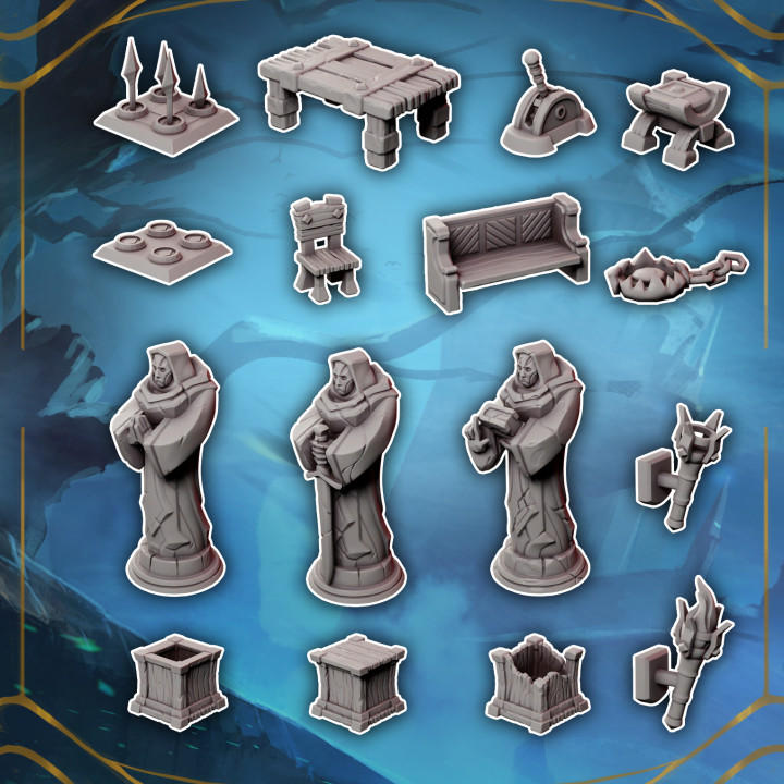 3D Printable Dungeon Props by Galaad Miniatures