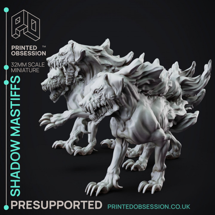 3D Printable Shadow Mastiffs - 3 Shadowfell Monsters - PRESUPPORTS ...