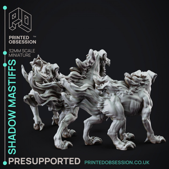 3D Printable Shadow Mastiffs - 3 Shadowfell Monsters - PRESUPPORTS ...