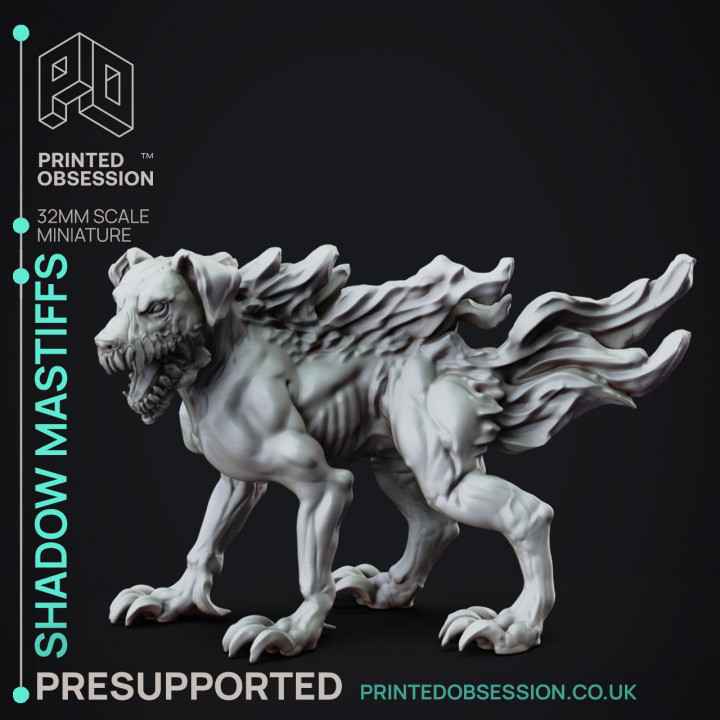 3D Printable Shadow Mastiffs - 3 Shadowfell Monsters - PRESUPPORTS ...