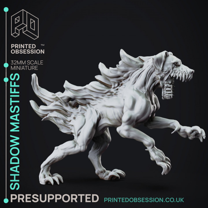 3D Printable Shadow Mastiffs - 3 Shadowfell Monsters - PRESUPPORTS ...