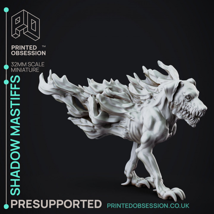 3D Printable Shadow Mastiffs - 3 Shadowfell Monsters - PRESUPPORTS ...
