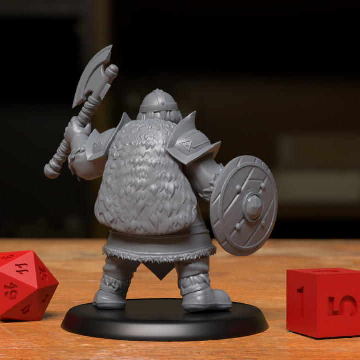 3D Printable Dwarf Fighter Battle Master Axe and Shield by Atlas Studios